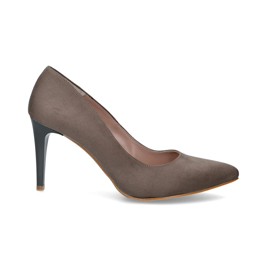 Walnut Wonder 8cm Heels - Chic & Comfortable Faux Suede Leather Pumps ...